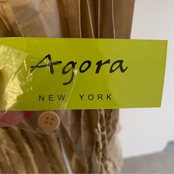 Agora | Tops | Nwt Agora Womens Crinkle Pleated Button Up Blouse With ...